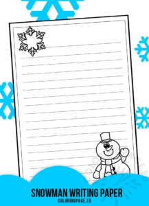 Winter Snowman Lined Paper | Coloring Page