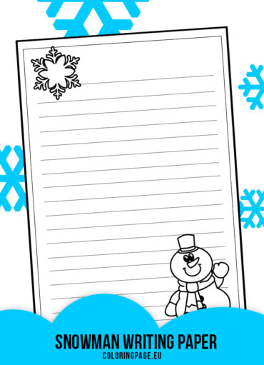 Winter Snowman Lined Paper | Coloring Page