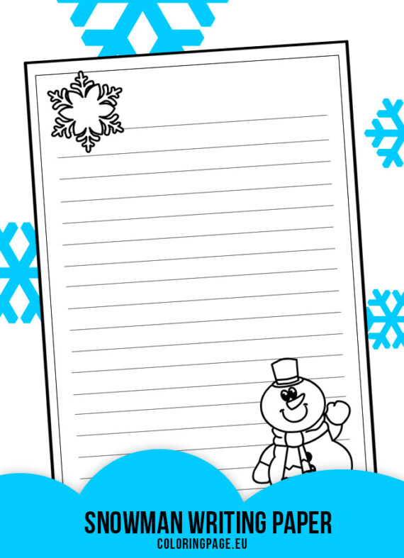 Winter Snowman Lined Paper | Coloring Page