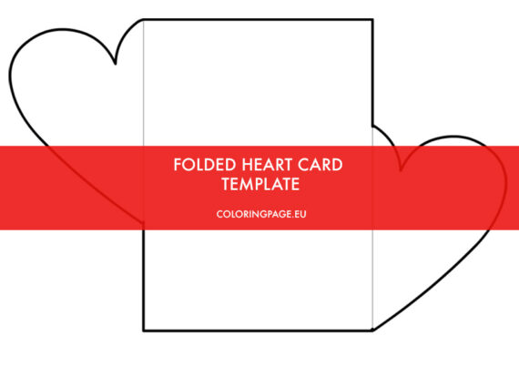 Folded Heart Card template | Coloring Page