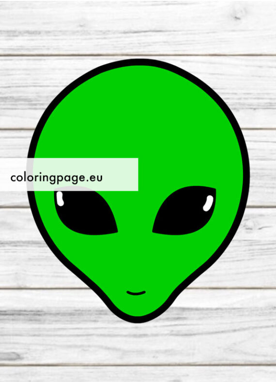 Green Alien Head to Print and Cut Out | Coloring Page