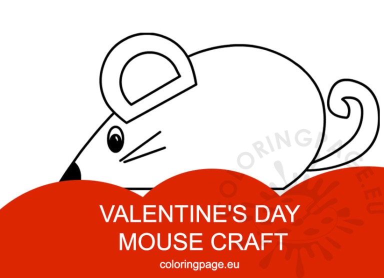 Valentine's Day Mouse craft template | Coloring Page