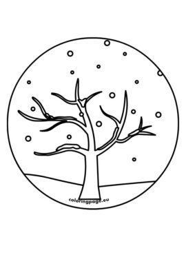 Winter Scene Circle | Coloring Page