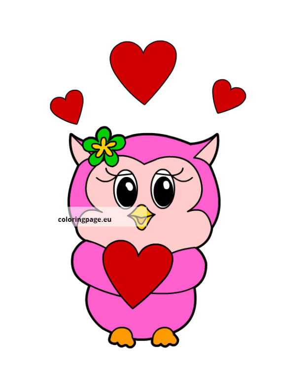 Owl Valentine | Coloring Page