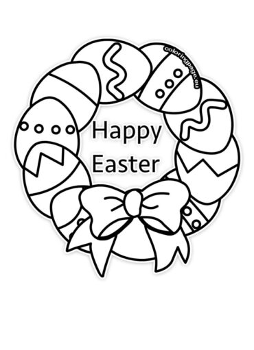 Happy Easter Wreath | Coloring Page