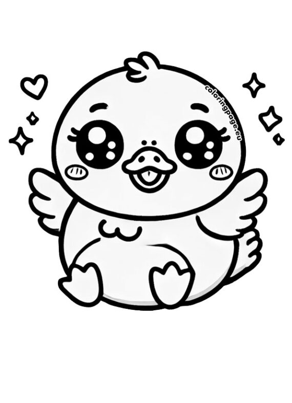 Cute easy duck | Coloring Page