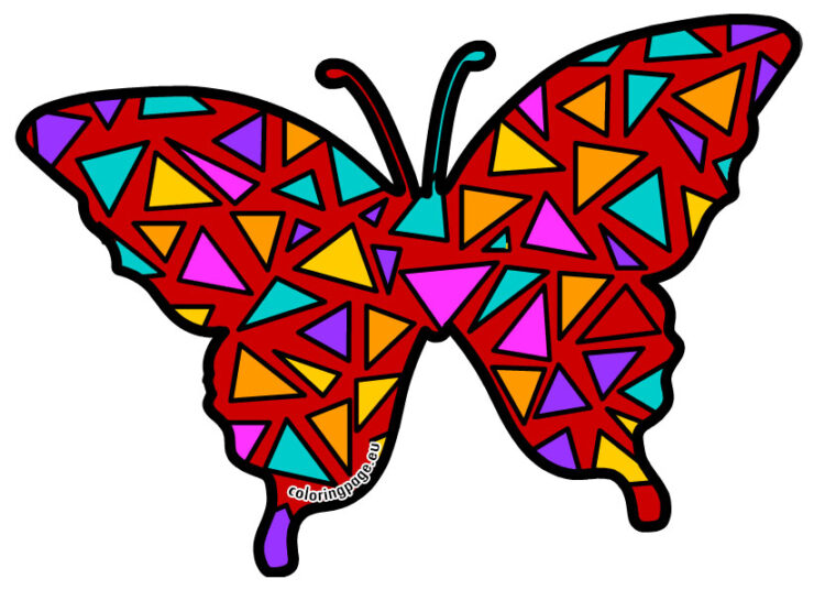 Mosaic paper butterfly | Coloring Page