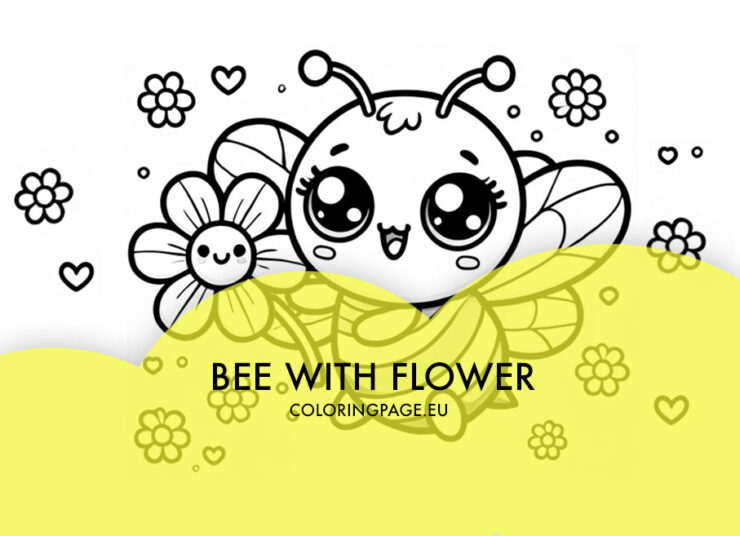 Bee with flower | Coloring Page