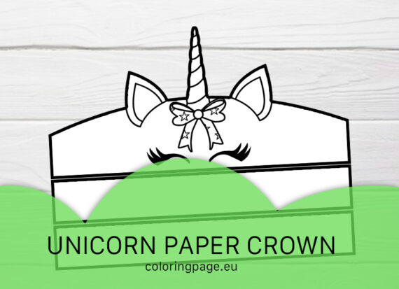Unicorn paper crown | Coloring Page