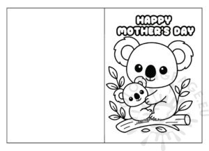 Koala Mother's day card | Coloring Page