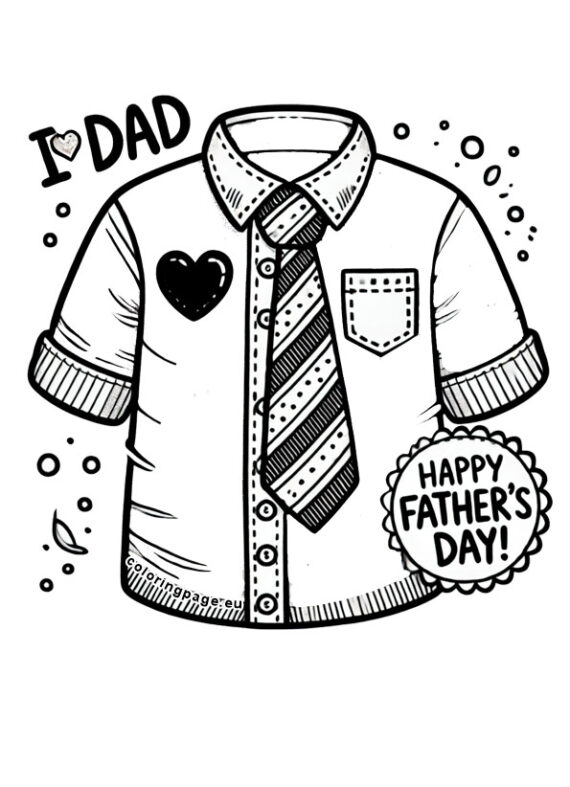 Father's Day shirt and tie | Coloring Page
