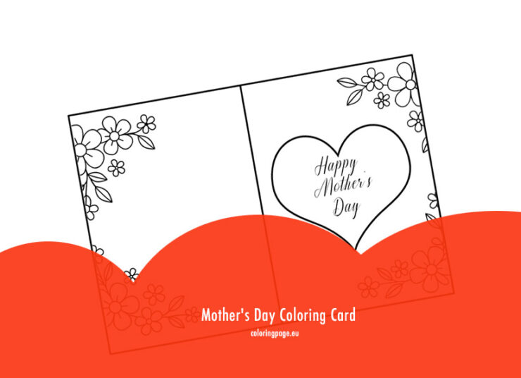 Printable Mother's Day Card heart with flowers | Coloring Page