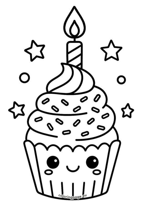 Birthday Cupcake | Coloring Page