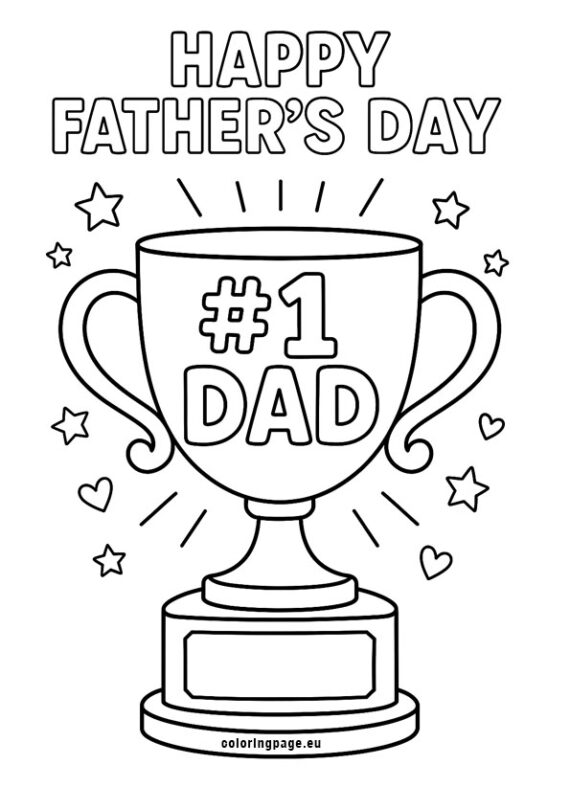 Father's day trophy template | Coloring Page