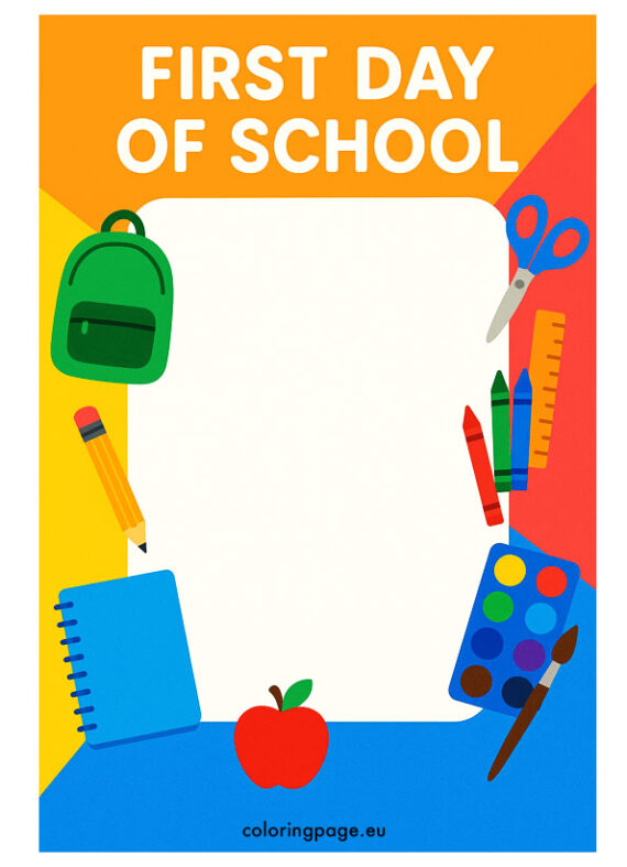 First day of school frame | Coloring Page