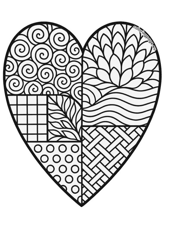 Heart with patterns | Coloring Page