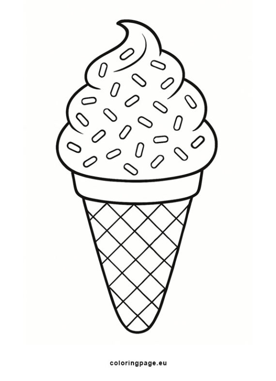Printable Ice cream cone with sprinkles | Coloring Page