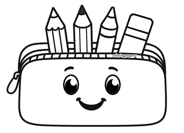 Cartoon Pencil case | Coloring Page