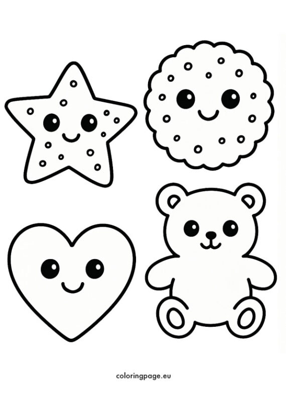 Cute Shaped Cookies Coloring Page | Coloring Page