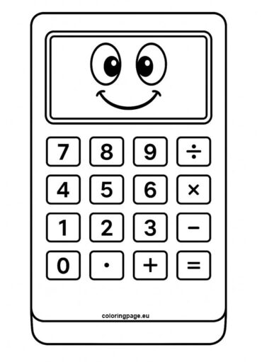 Calculator cartoon | Coloring Page