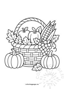 Autumn harvest basket coloring page | Coloring Page