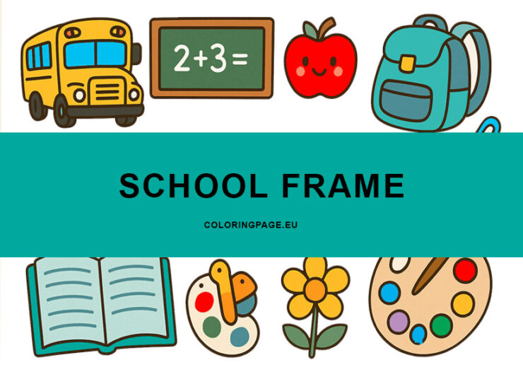 Cute school frame | Coloring Page