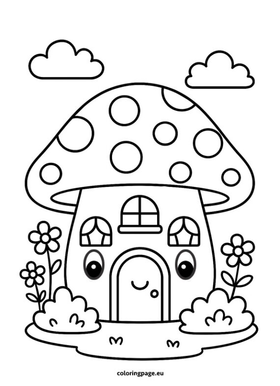 Mushroom house | Coloring Page