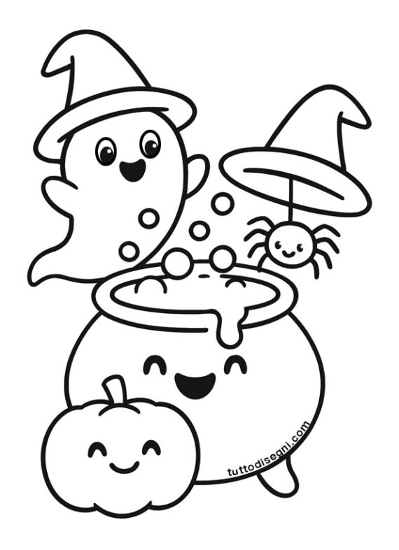 Pumpkin and ghost | Coloring Page