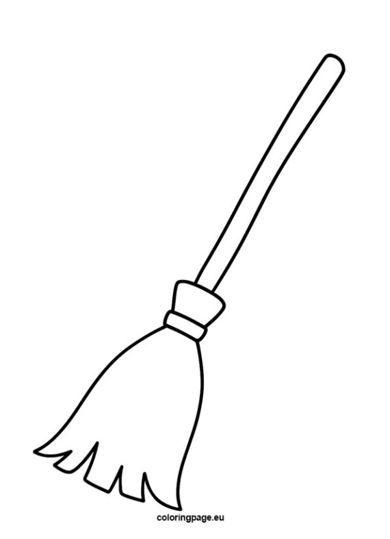 Witch broom template | Coloring Page