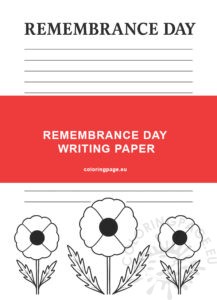 Remembrance Day writing paper | Coloring Page