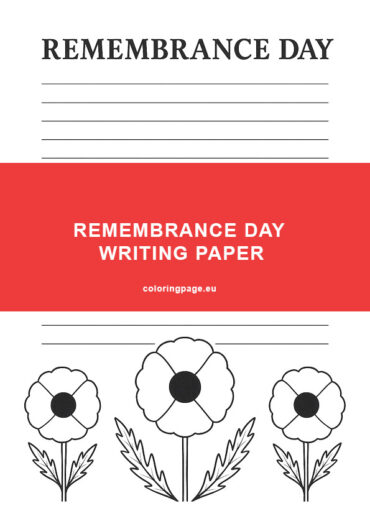 Remembrance Day writing paper | Coloring Page