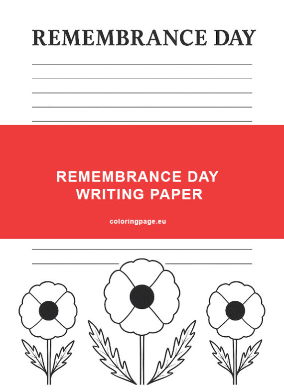 Remembrance Day writing paper | Coloring Page