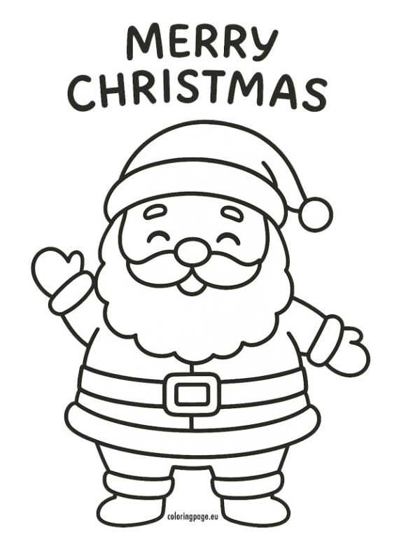 Merry Christmas Santa Drawing for Kids | Coloring Page