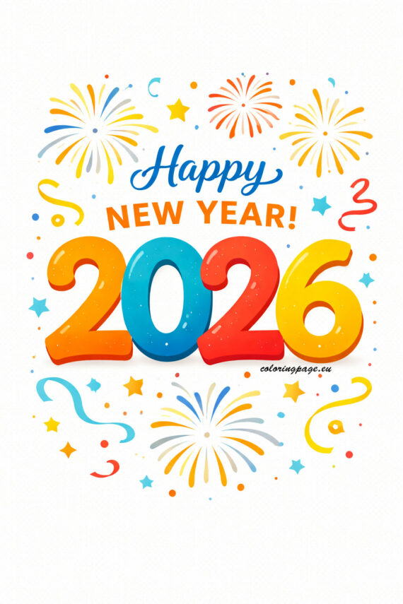 New Year greeting card | Coloring Page