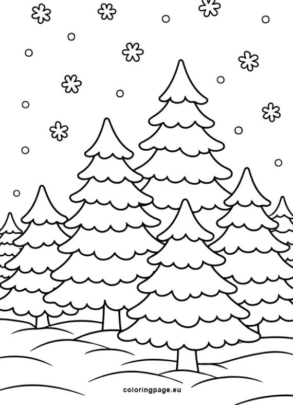 Snowy trees | Coloring Page