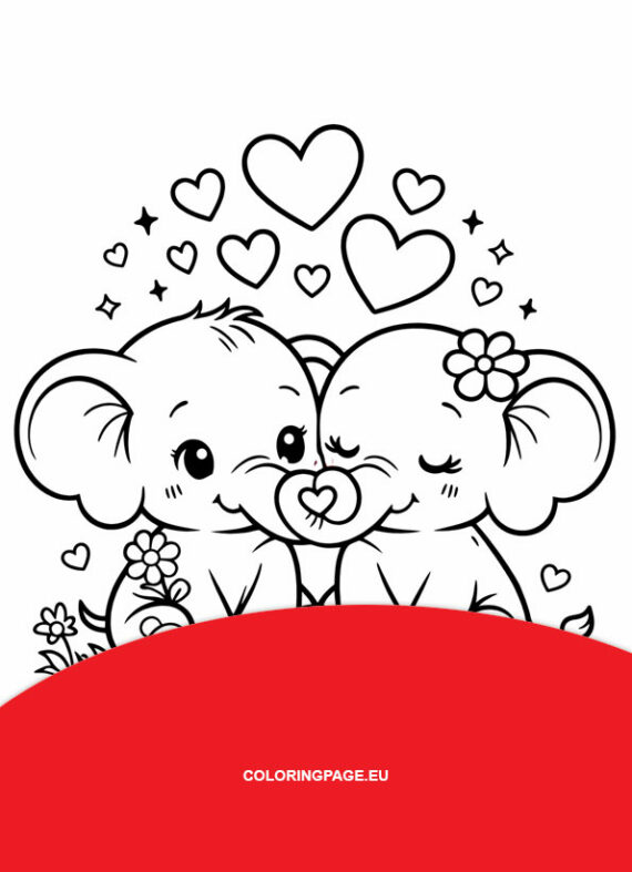 Elephant love | Coloring Page