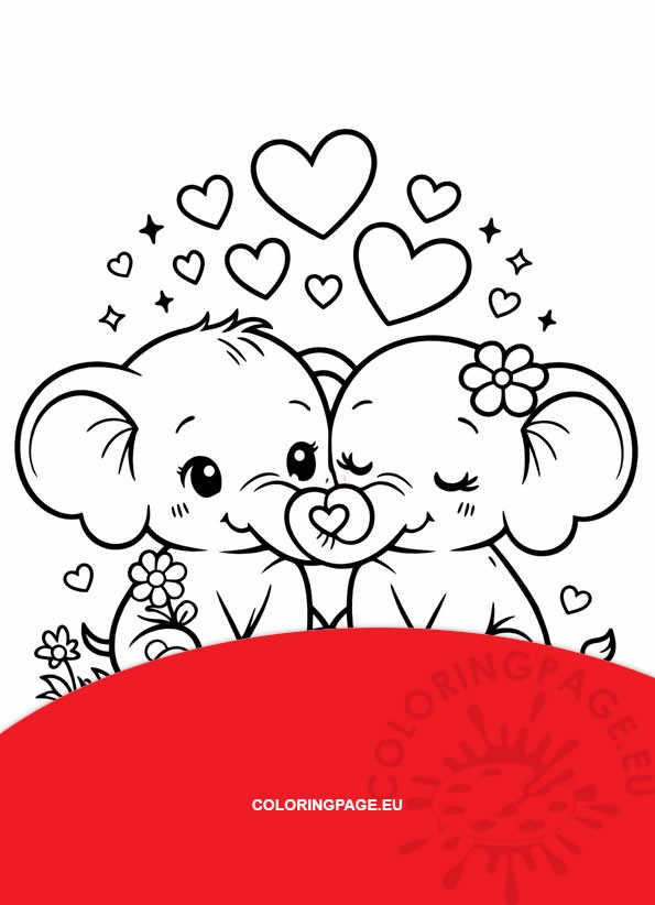 Elephant love | Coloring Page