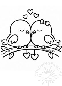 Valentine love birds | Coloring Page