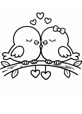 Valentine love birds | Coloring Page