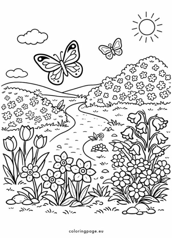 Spring garden coloring page | Coloring Page