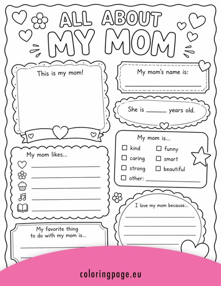 All About My Mom Coloring Page Printable | Coloring Page